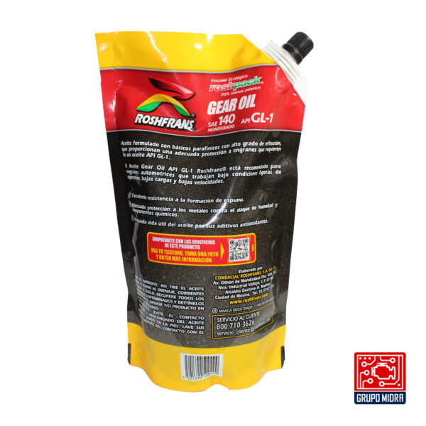 Roshfrans GEAR OIL Aceite de Transmisión Estandar, SAE 140, API GL-1 ...